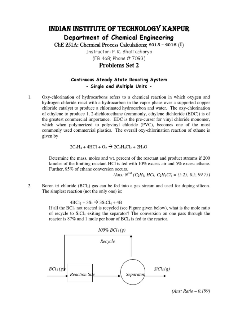 Problem Set-II - Single and Multiple Units Reacting System | PDF ...