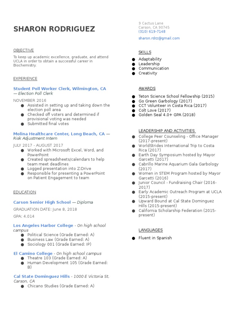 Sharon-Resume 1 | PDF | Academia | Behavior Modification