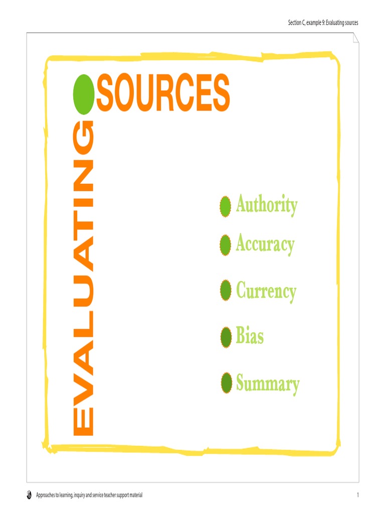 Evaluating Sources | PDF | Accuracy And Precision | Bias