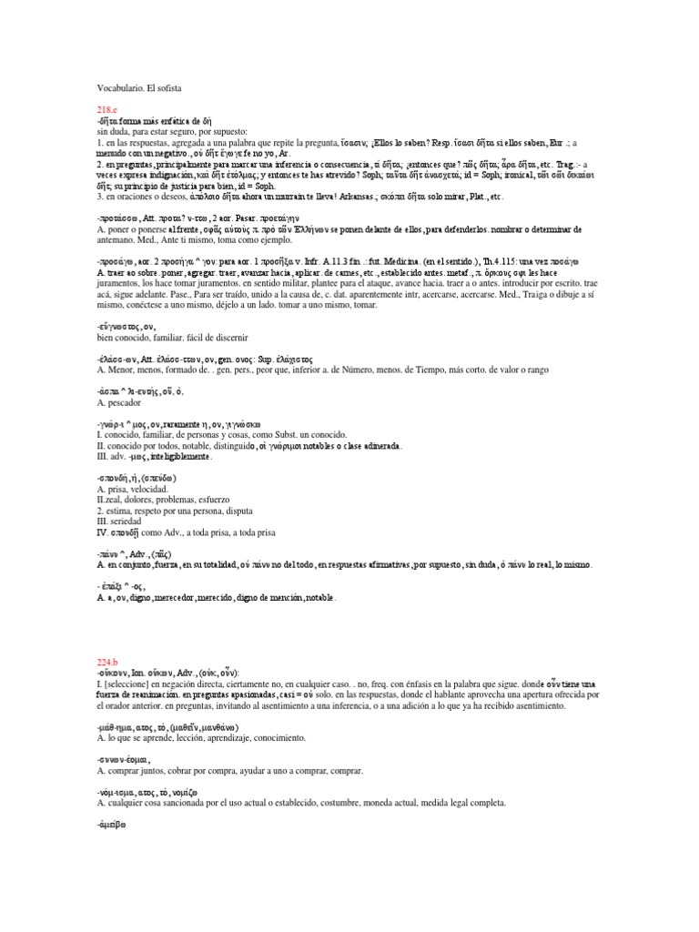 Vocabulario El Sofista | PDF