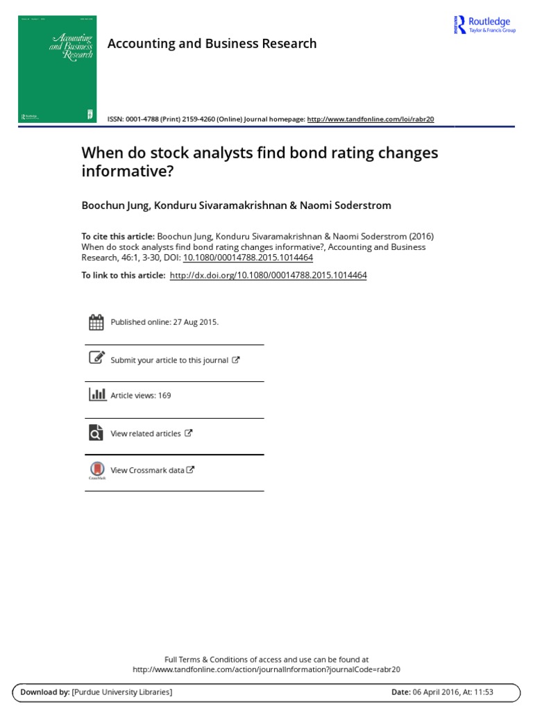 When Do Stock Analysts Find Bond Rating Changes | PDF | Financial ...