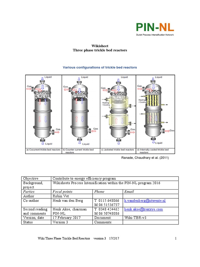 Wikisheet Three Phase Trickle Bed Reactors | PDF | Hydrogenation | Chemical Reactor
