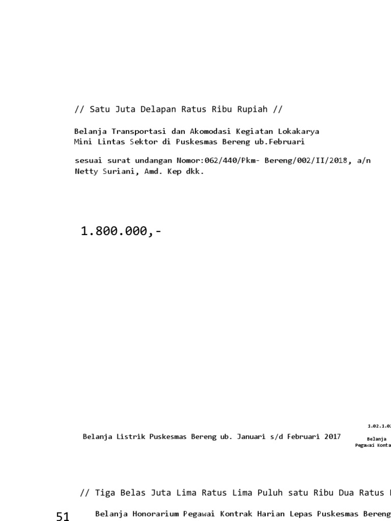 Satu Juta Delapan Ratus Ribu Rupiah //: Belanja Listrik Puskesmas ...