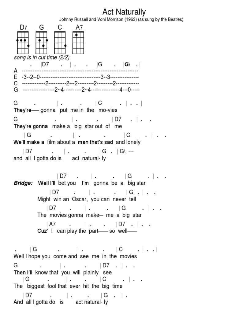 Act Naturally - V3 | PDF | Song Recordings Produced | George Harrison