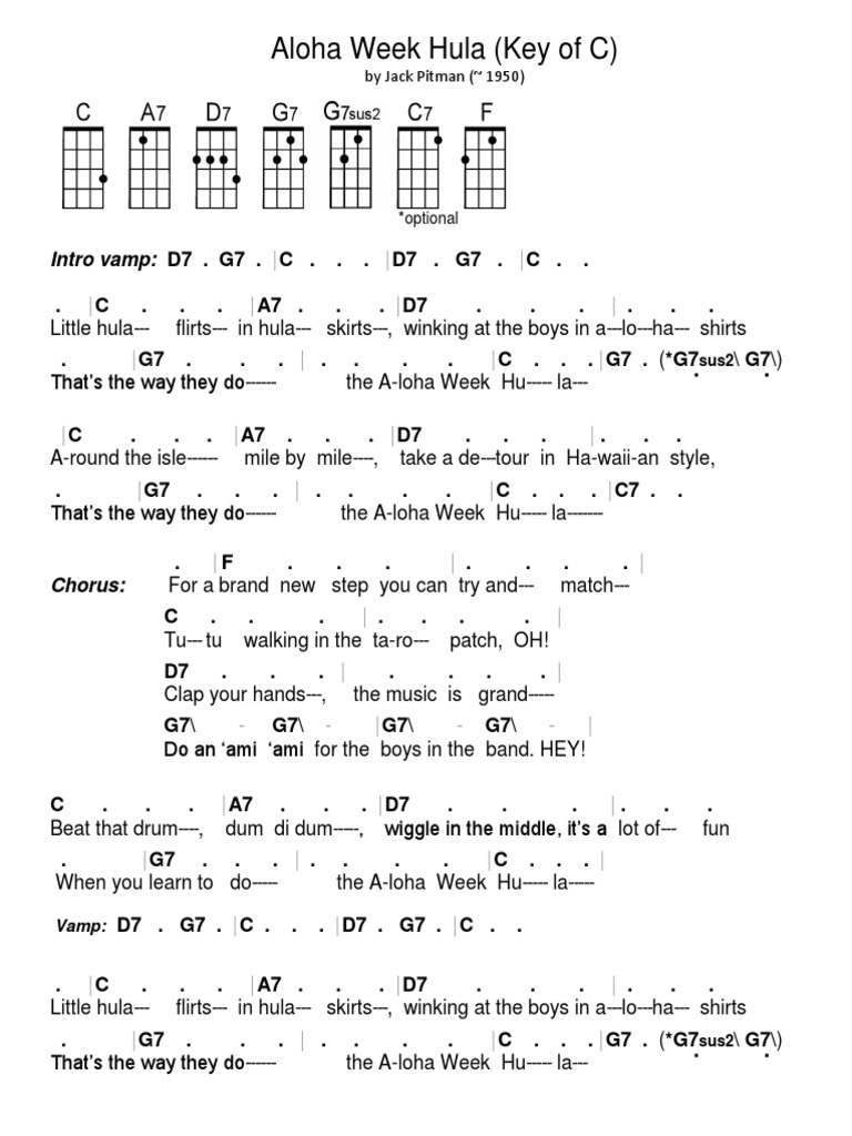 Aloha Week Hula (Key of C) - V4 | PDF