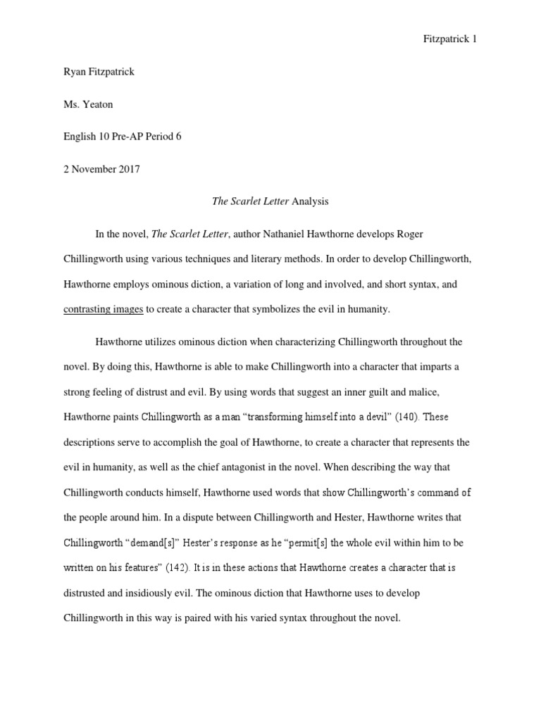 Scarlet Letter Analysis | PDF | The Scarlet Letter | Nathaniel Hawthorne