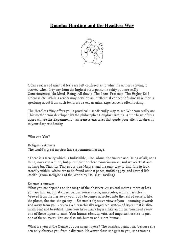 Douglas Harding and The Headless Way | PDF | Mind | Reality