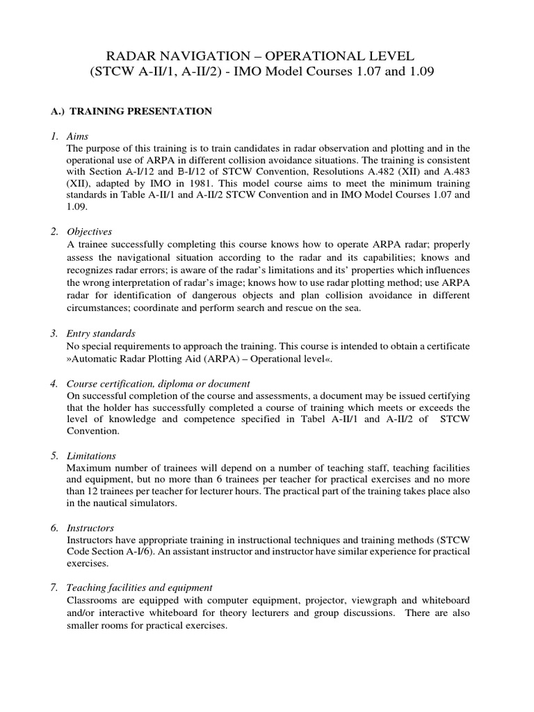 ARPA - Course Outline and Training Syllabus | PDF