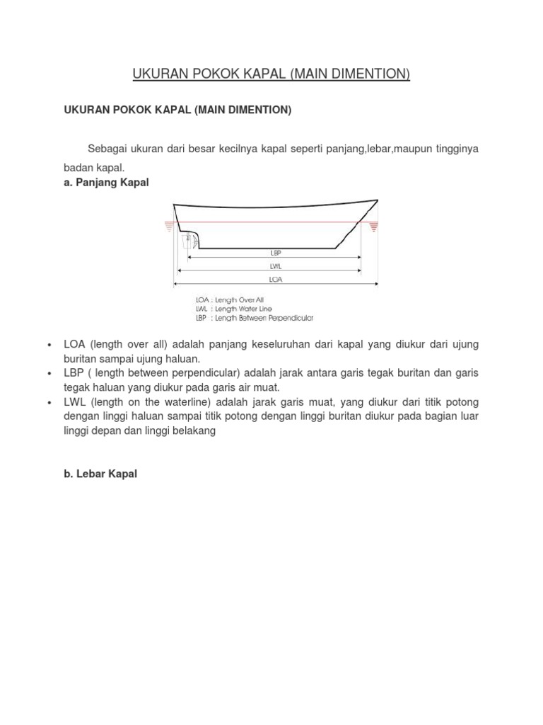 Ukuran Pokok Kapal | PDF