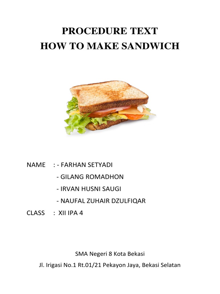 Procedure Text How To Make Sandwich | PDF