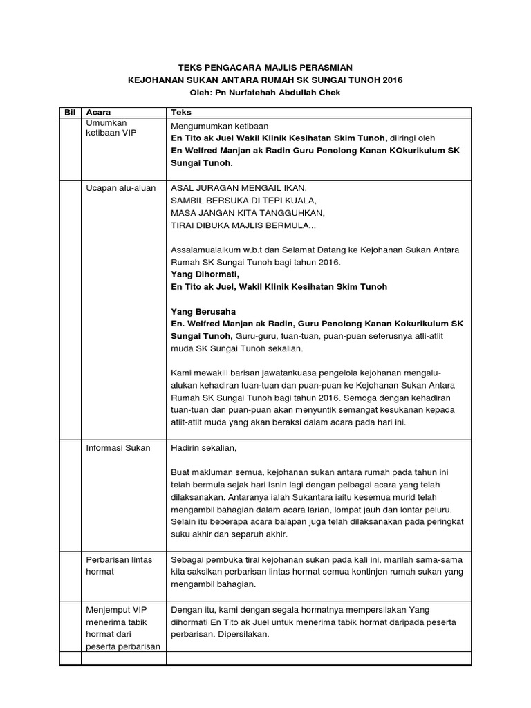 Teks Pengacara Majlis Perasmian 2 | PDF