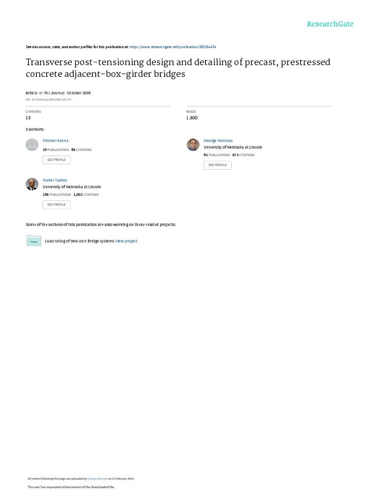 Transverse Post-Tensioning Design and Detailing of Precast, Prestressed ...