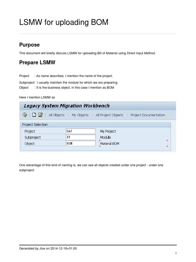 LSMW For Uploading BOM: Purpose | PDF | Computer File | Portable Document Format