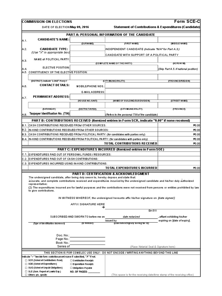 SOCE Forms For Candidates Final | PDF | Notary Public | Government