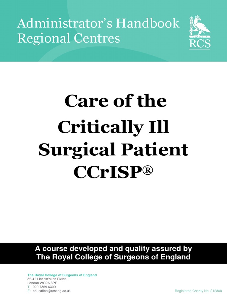 CCrISP Administrator Handbook 20 | Intensive Care Medicine | Surgery ...