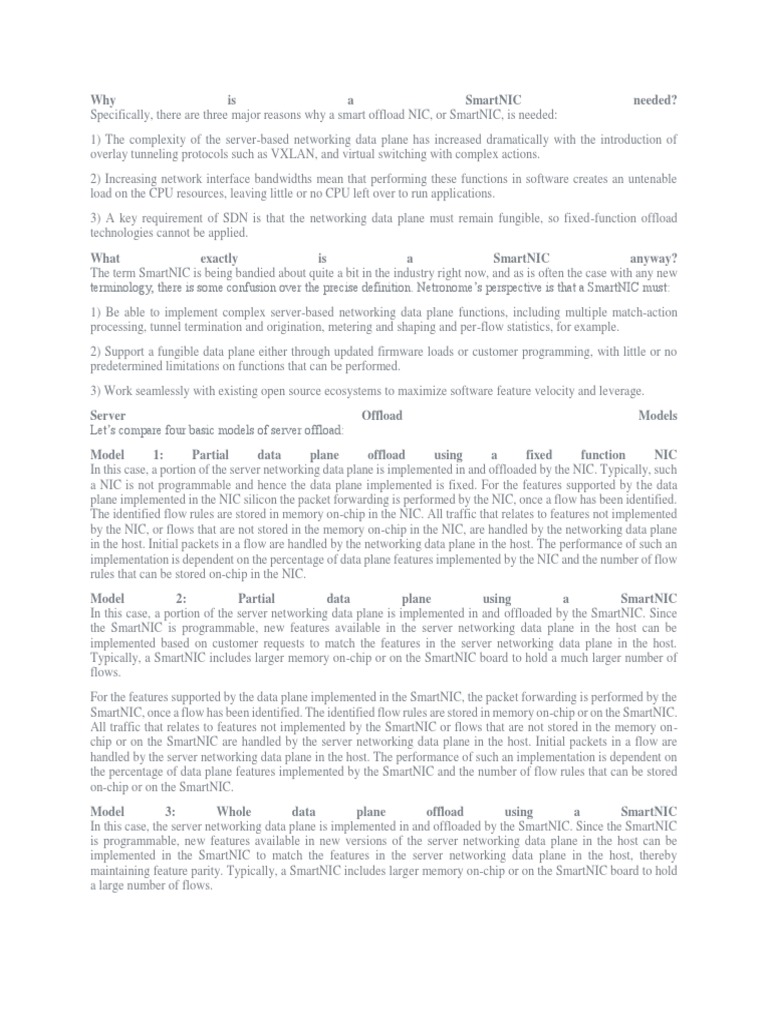 Why Is A SmartNIC Needed | PDF | Network Interface Controller | Transmission Control Protocol
