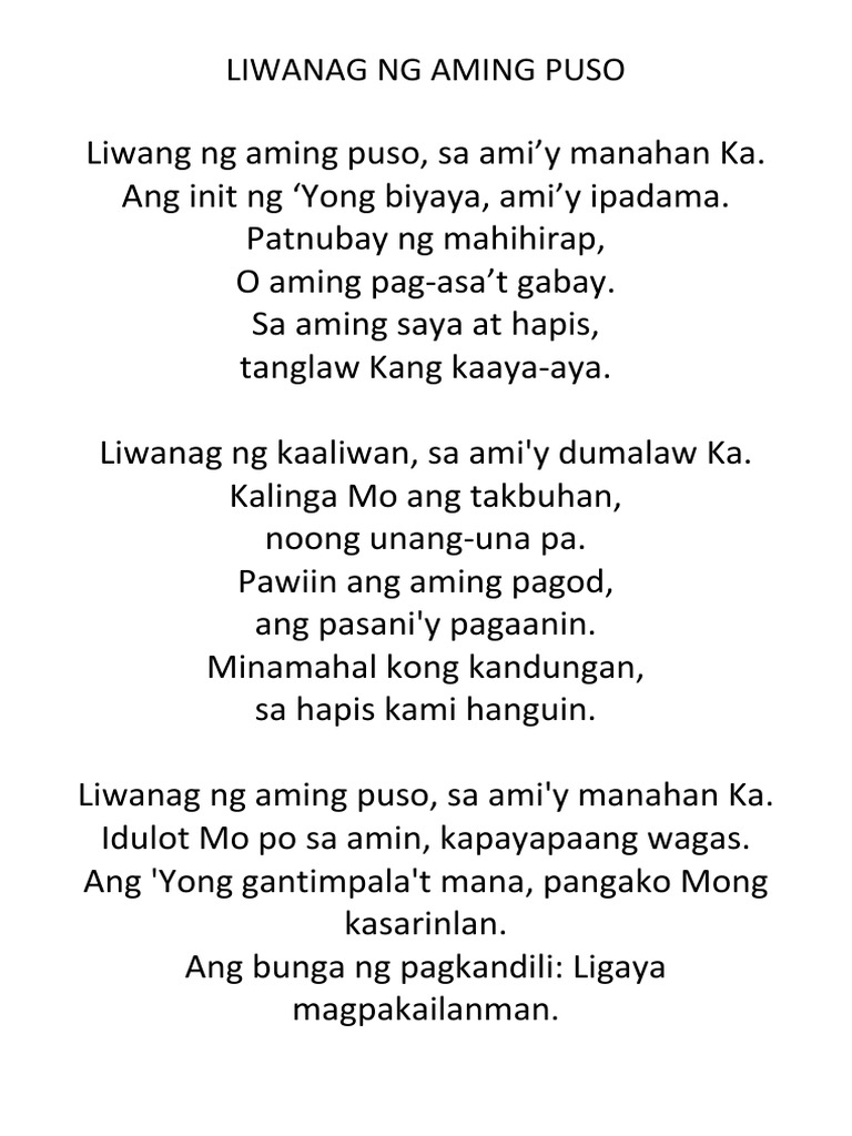Liwanag NG Aming Puso | PDF