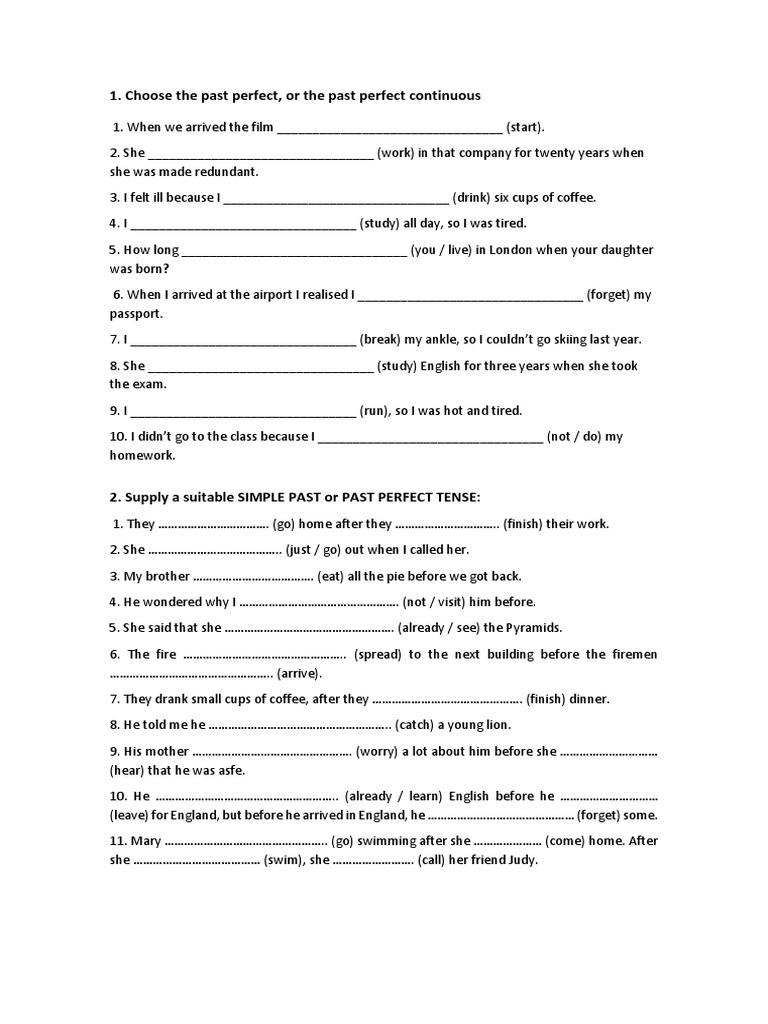 Past Perfect in Reported Speech Exercises | PDF