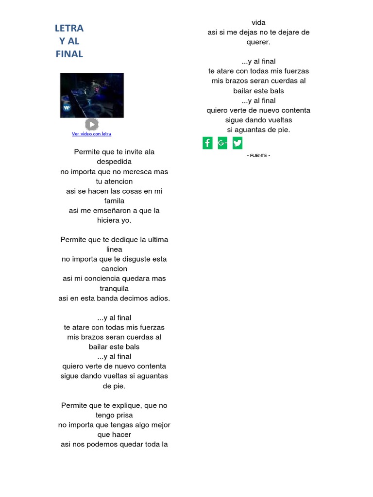 Y Al Final Bunbury | PDF