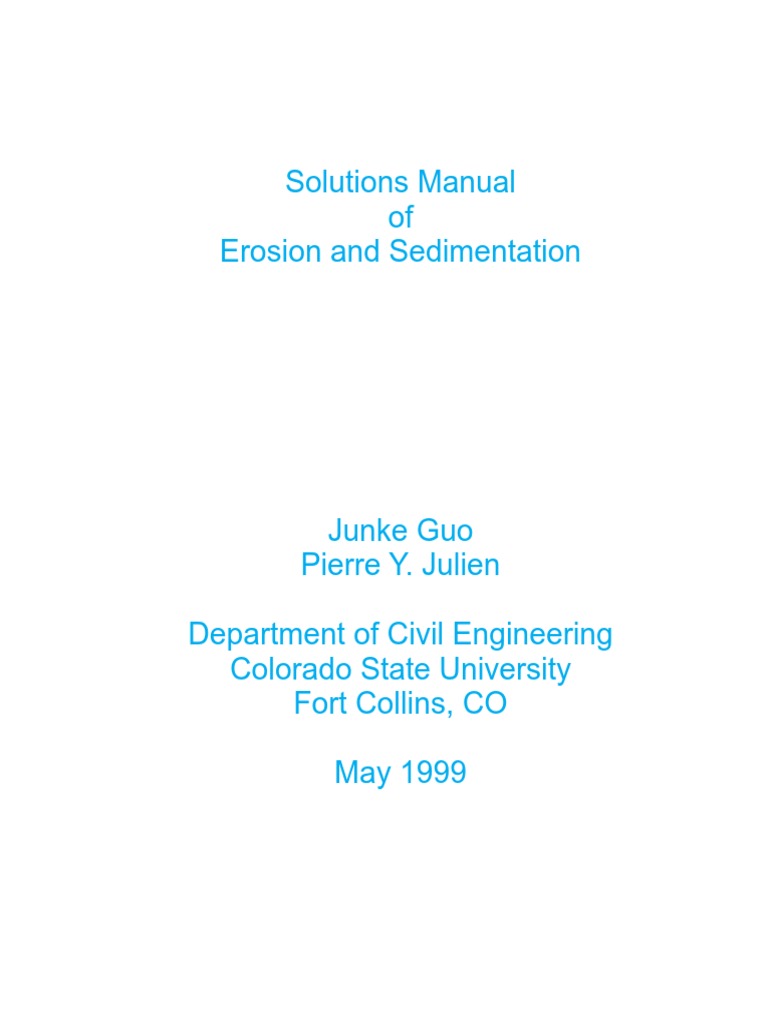 Solutions Manual of Erosion and Sedimentation PDF | PDF | Fluid Dynamics | Sine
