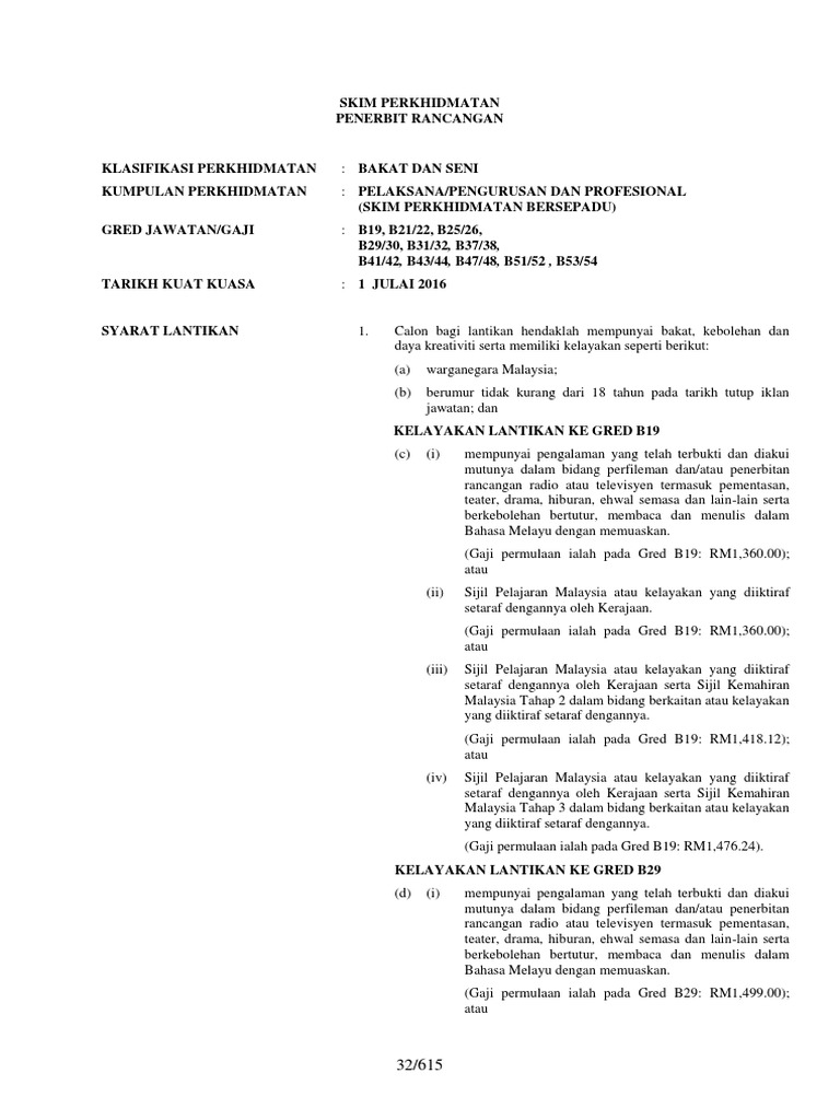 Klasifikasi Perkhidmatan Bakat Dan Seni | PDF