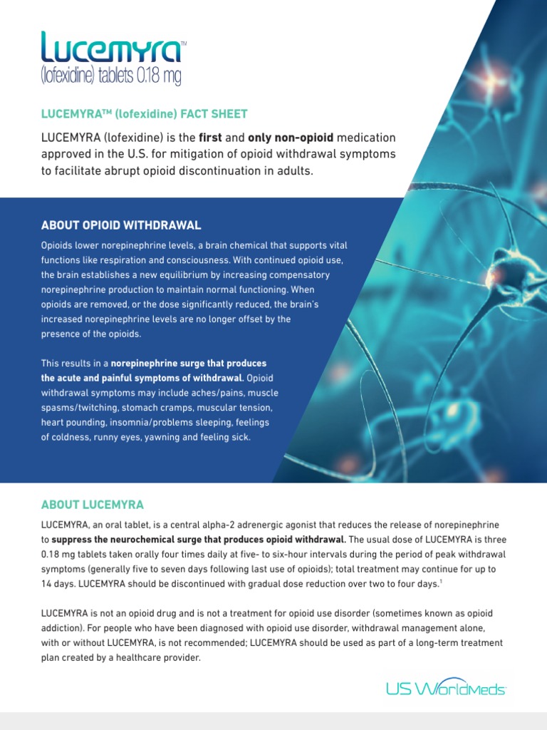 LUCEMYRA Fact Sheet | PDF | Opioid Use Disorder | Addiction