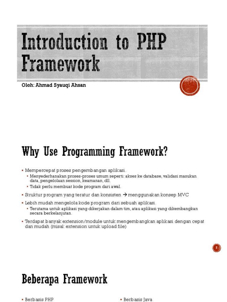 01 - Introduction To The Framework | PDF | Model–View–Controller | Php