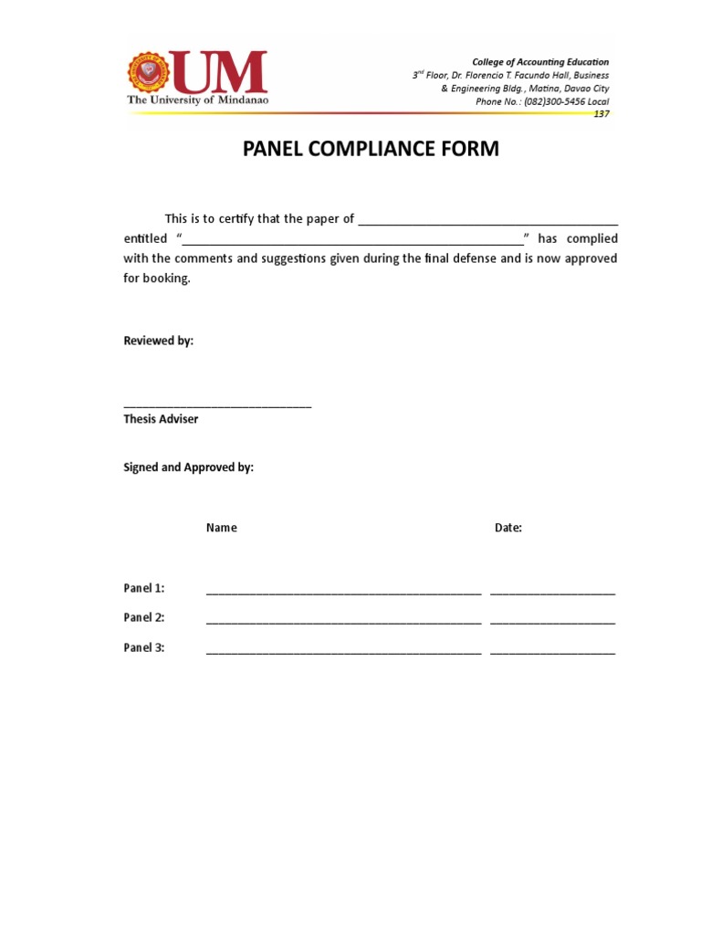 Panel Compliance Form | PDF