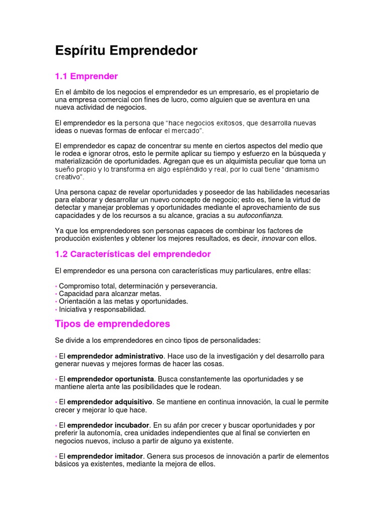 Espíritu Emprendedor | PDF | Iniciativa empresarial | Creatividad