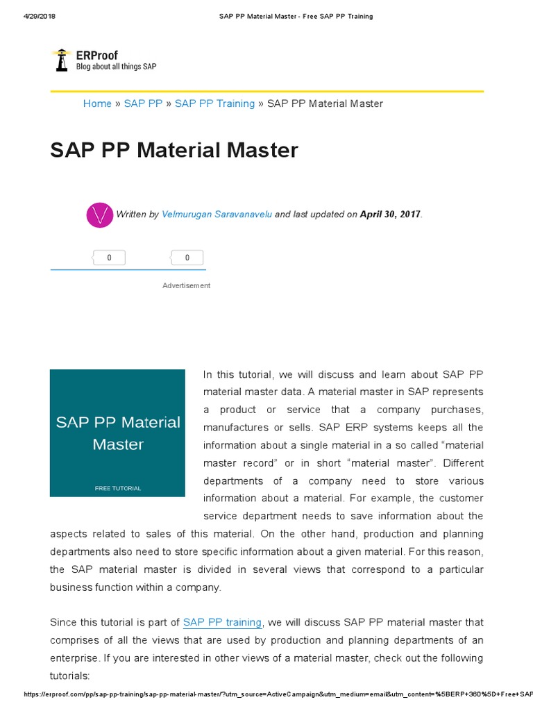 1.1.SAP PP Material Master - Free SAP PP Training | Sap Se | Scheduling ...