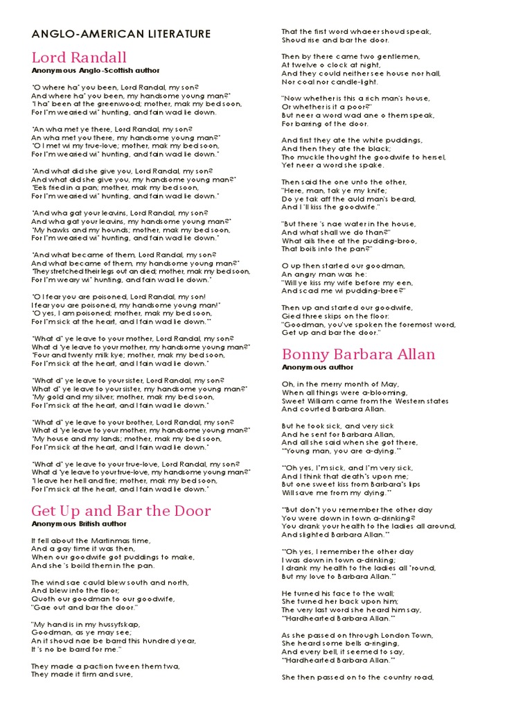 Lord Randall and Other Ballads | PDF | Macbeth | Lancelot