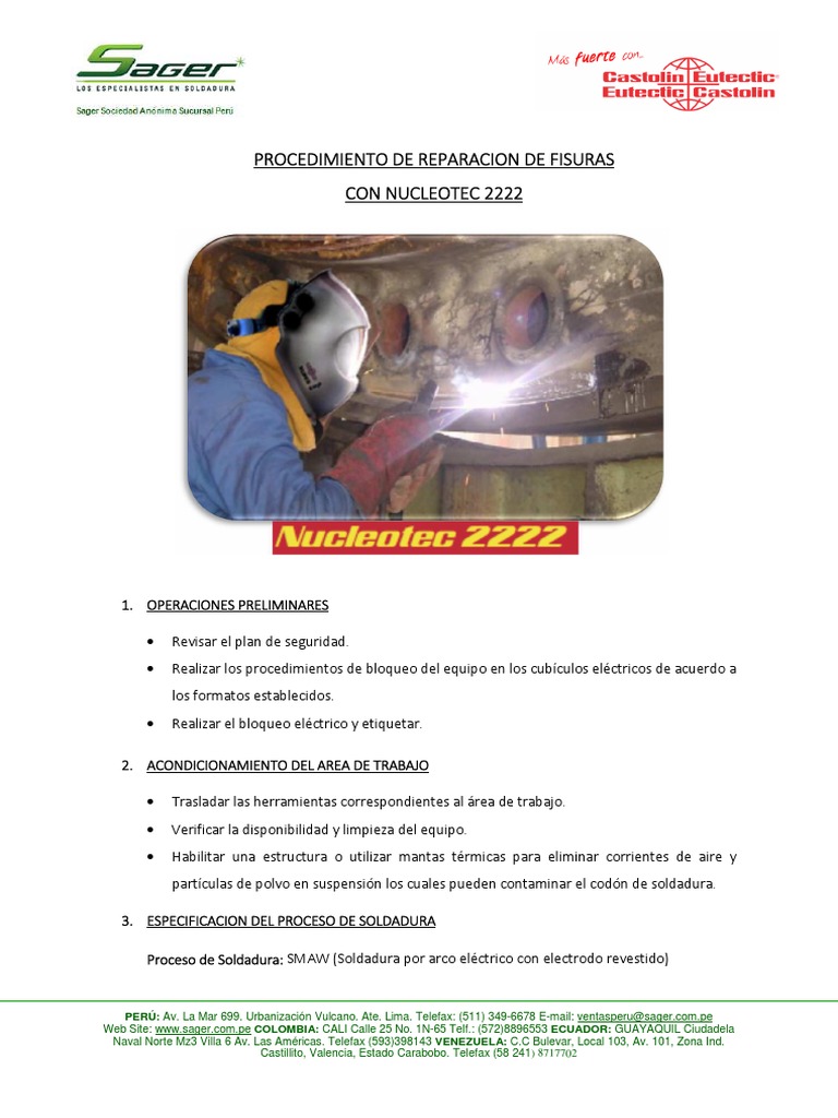 Procedimiento de Reparación de Fisuras - Nucleotec 2222 | PDF | Soldadura | Construcción