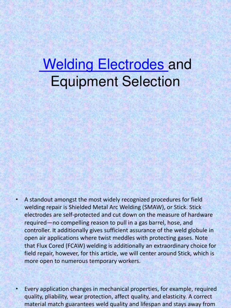 Welding Electrodes and Equipment Selection | PDF | Electrode | Welding