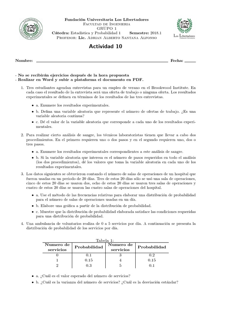 Actividad Estadistica | PDF | Variable aleatoria | Seguro