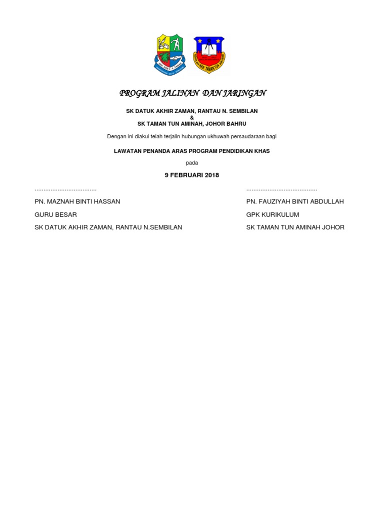Program Jalinan Dan Jaringan: SK Datuk Akhir Zaman, Rantau N. Sembilan & SK Taman Tun Aminah ...
