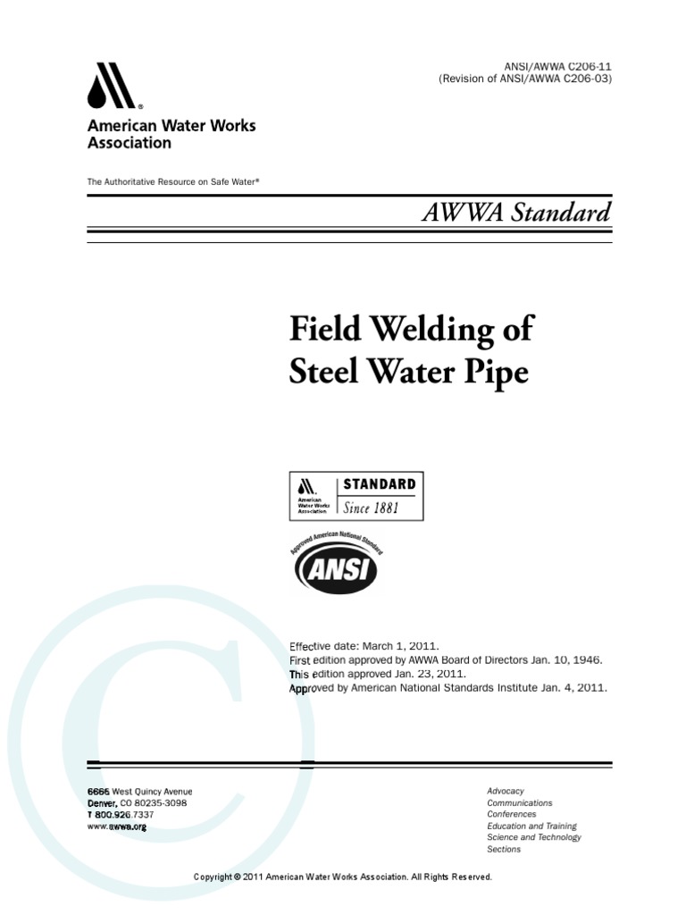AWWA C206-11 Field Welding of Steel Water Pipe | PDF