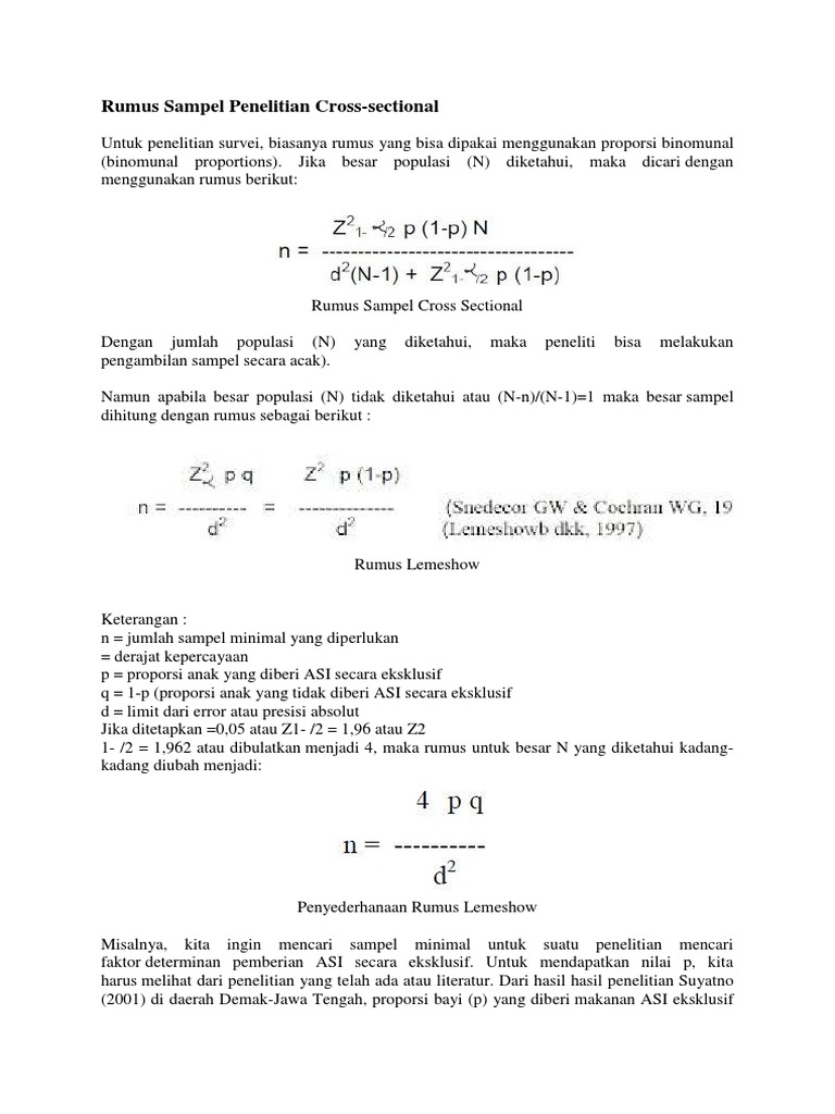 Rumus Sampel Penelitian Cross | PDF