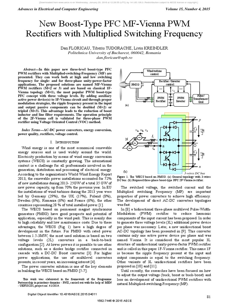 New Boost-Type PFC MF-Vienna PWM Rectifiers With Multiplied Switching ...
