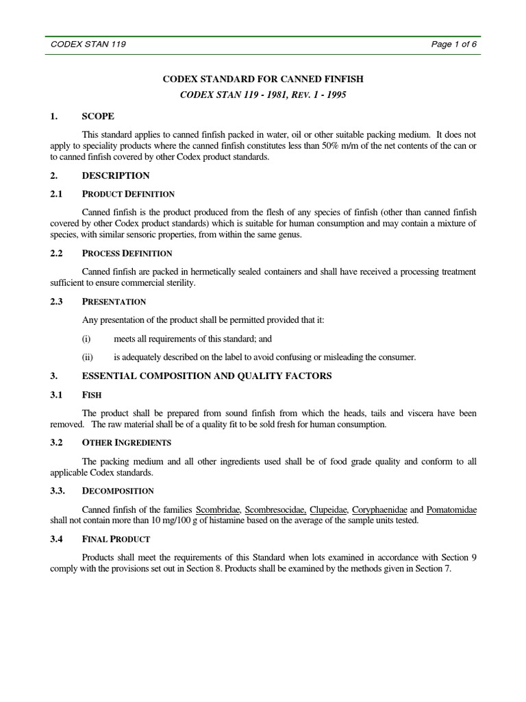CXS - 119e Conserva de Peste PDF | PDF | Foods | Food And Drink