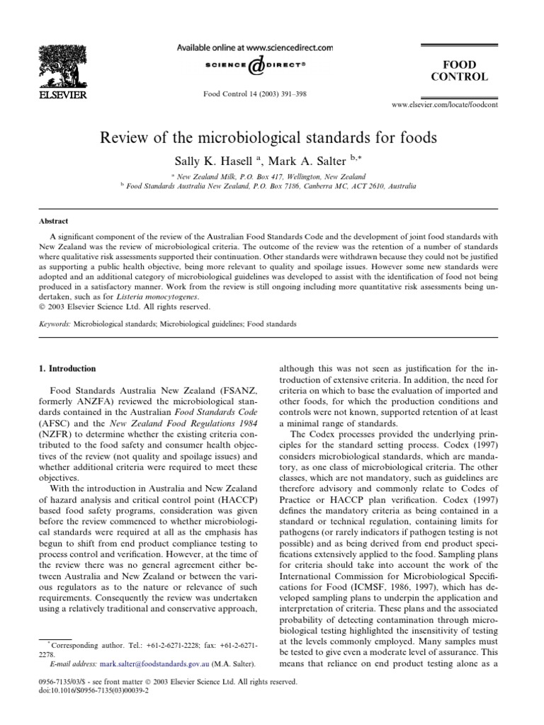 Review of The Microbiological Standards For Foods | PDF | Hazard Analysis And Critical Control ...