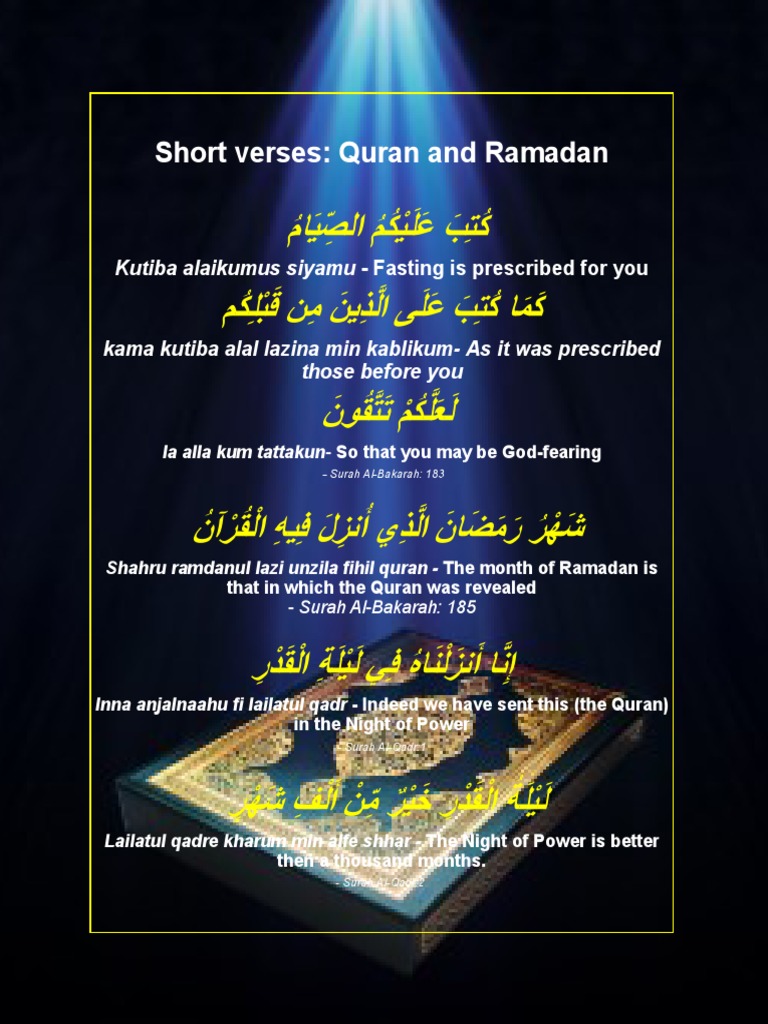 Quranic Verses on Ramadan Fasting | PDF | Ramadan | Fasting