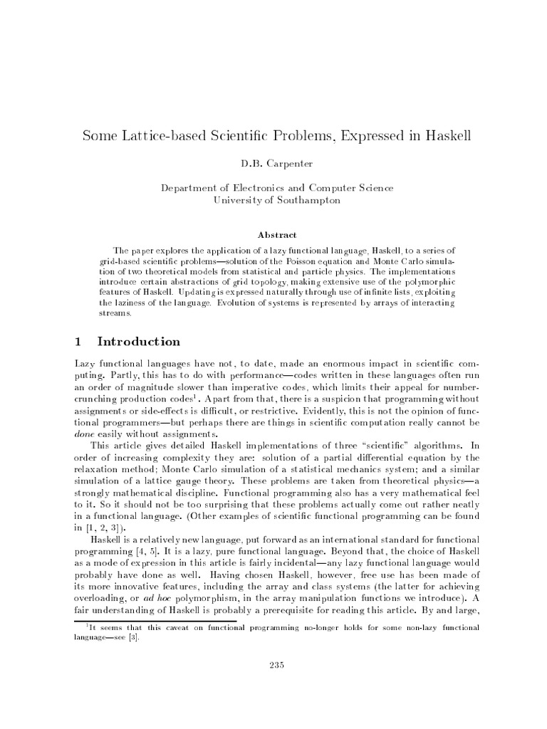 Some Lattice-Based Scientic Problems, Expressed in Haskell | PDF | Functional Programming ...