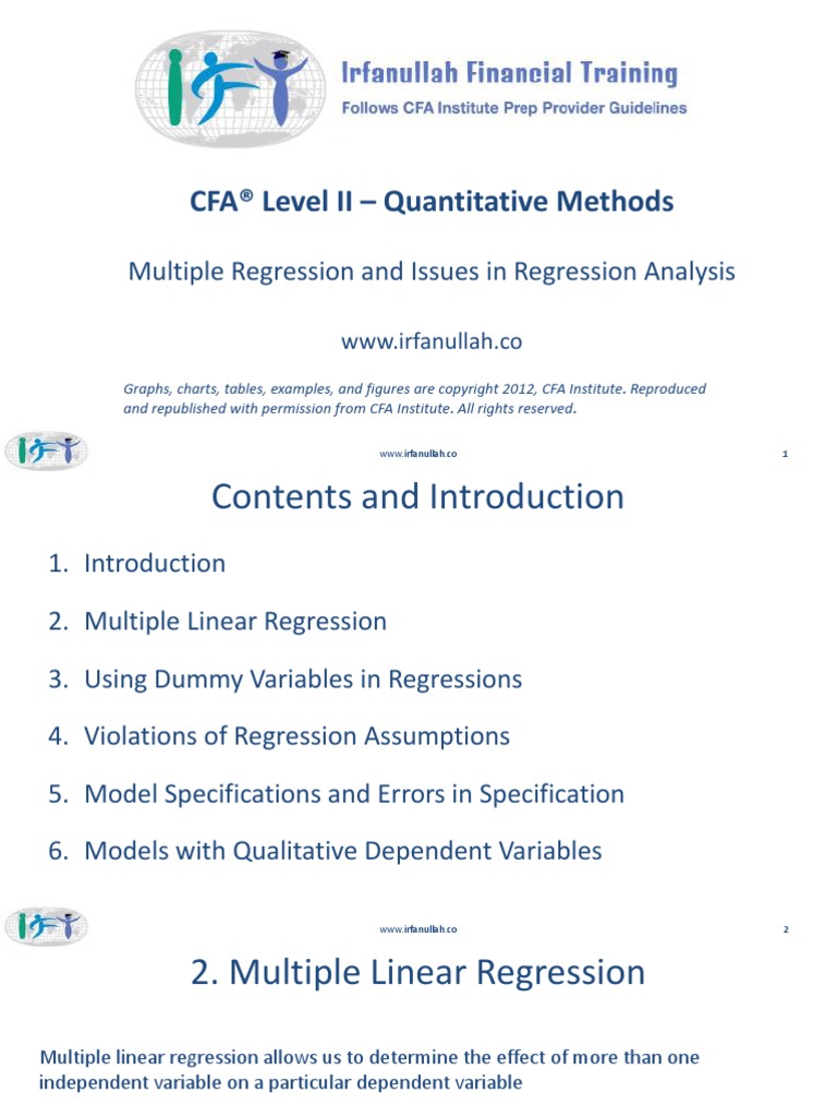 Level 2 r12 Multiple Regression | PDF | Heteroscedasticity | Regression ...