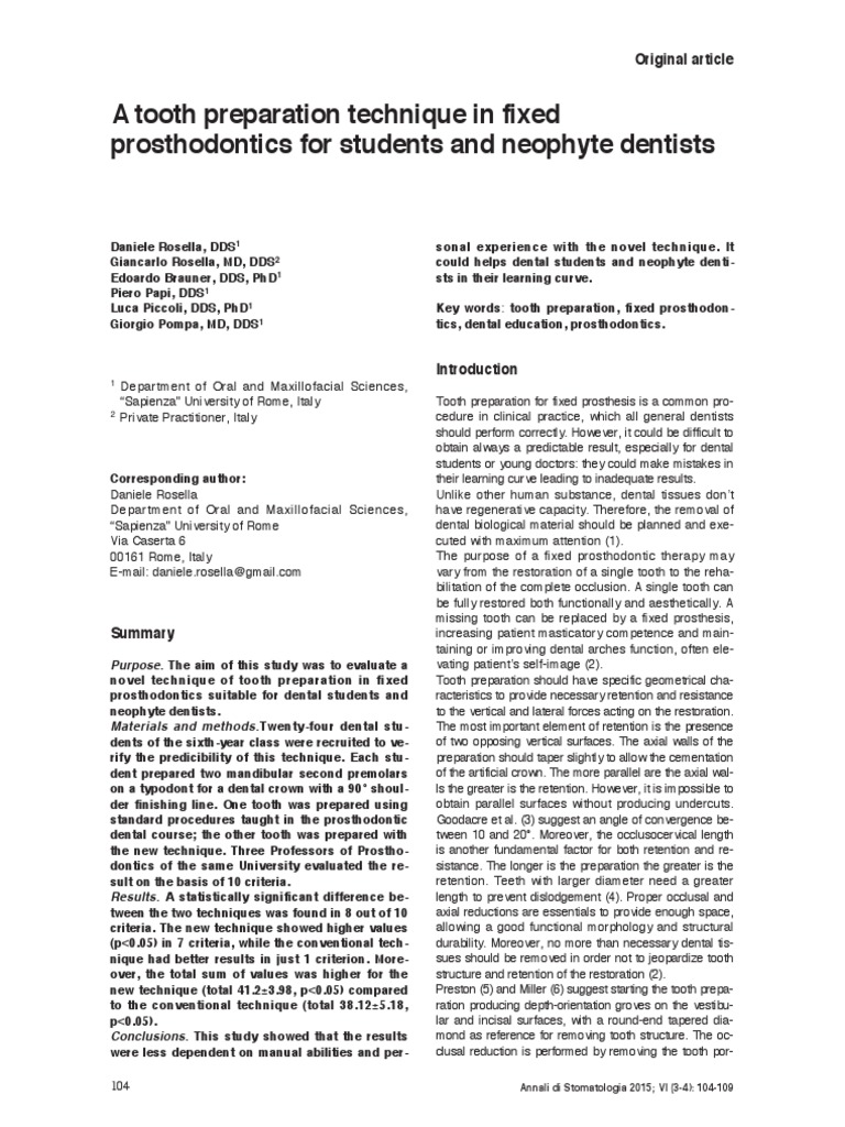 Novel Crown Prep Technique for Students | PDF | Mouth | Dentistry