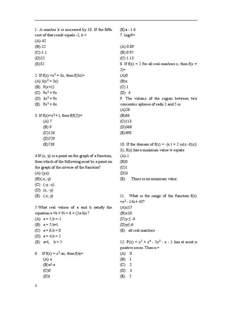 SAT 2 Past Paper Mathematics Level 2 Year 2014 1 Trigonometric