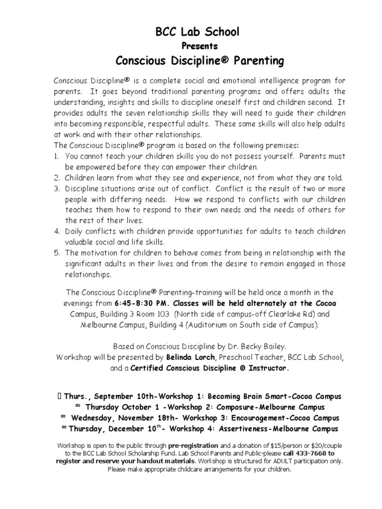 BCC Lab School Conscious Discipline® Parenting: Presents | PDF ...