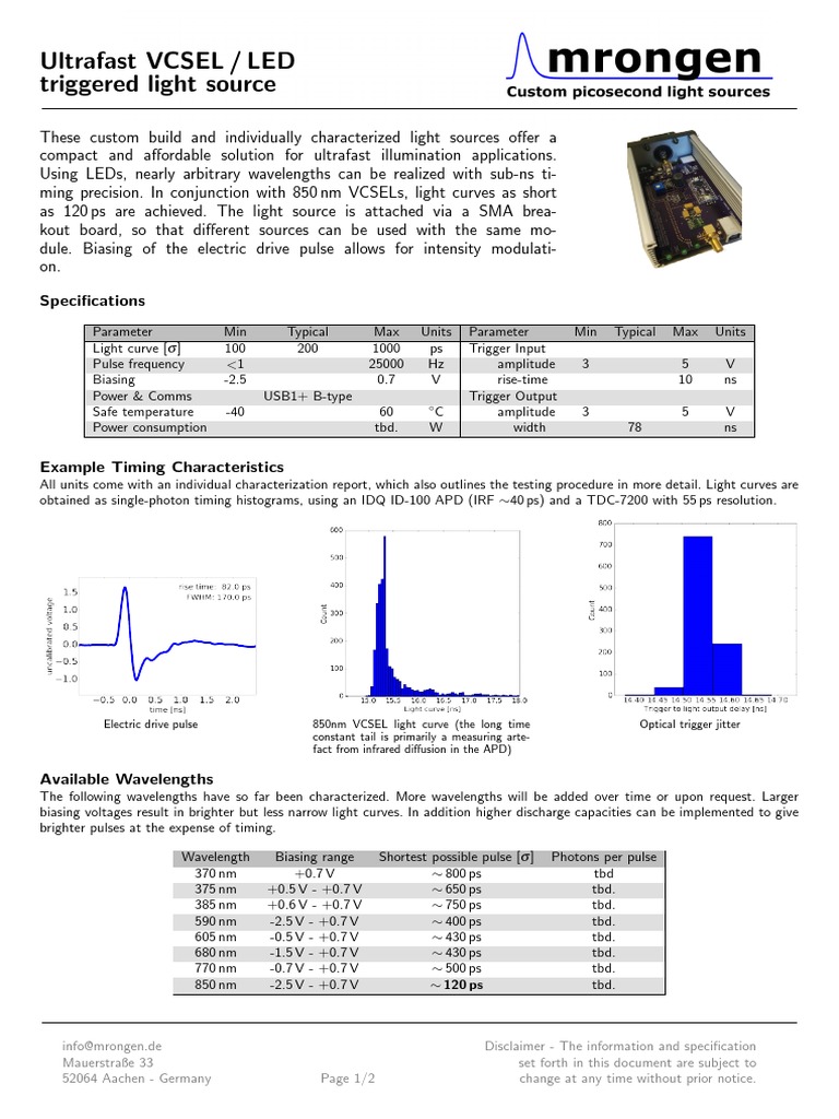 Ultrafast VCSEL / LED Triggered Light Source | PDF | Ultrashort Pulse ...