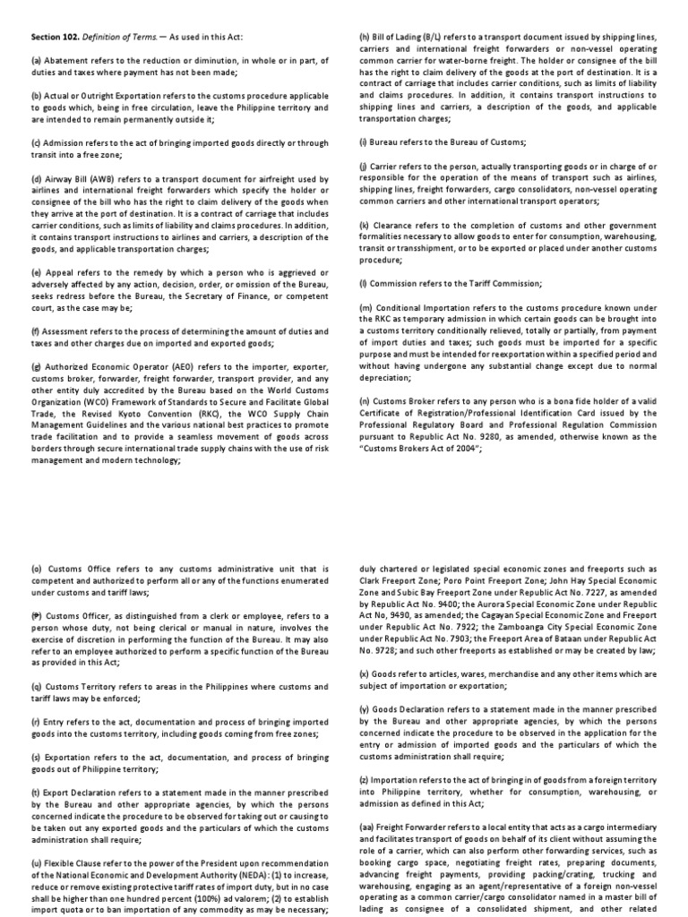 Customs Modernization and Tariff Act | Download Free PDF | Customs | Cargo