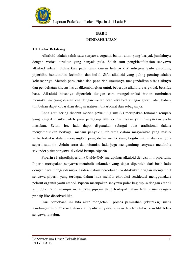 Laporan Piperin | PDF