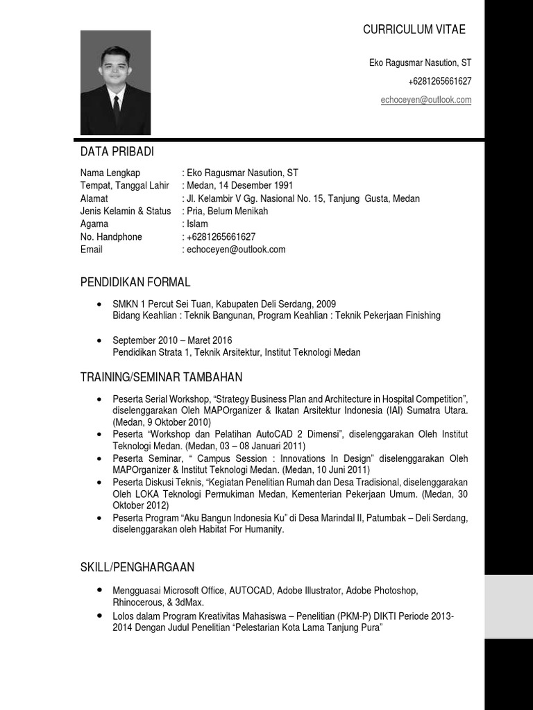 CV Eko Ragusmar NST | PDF